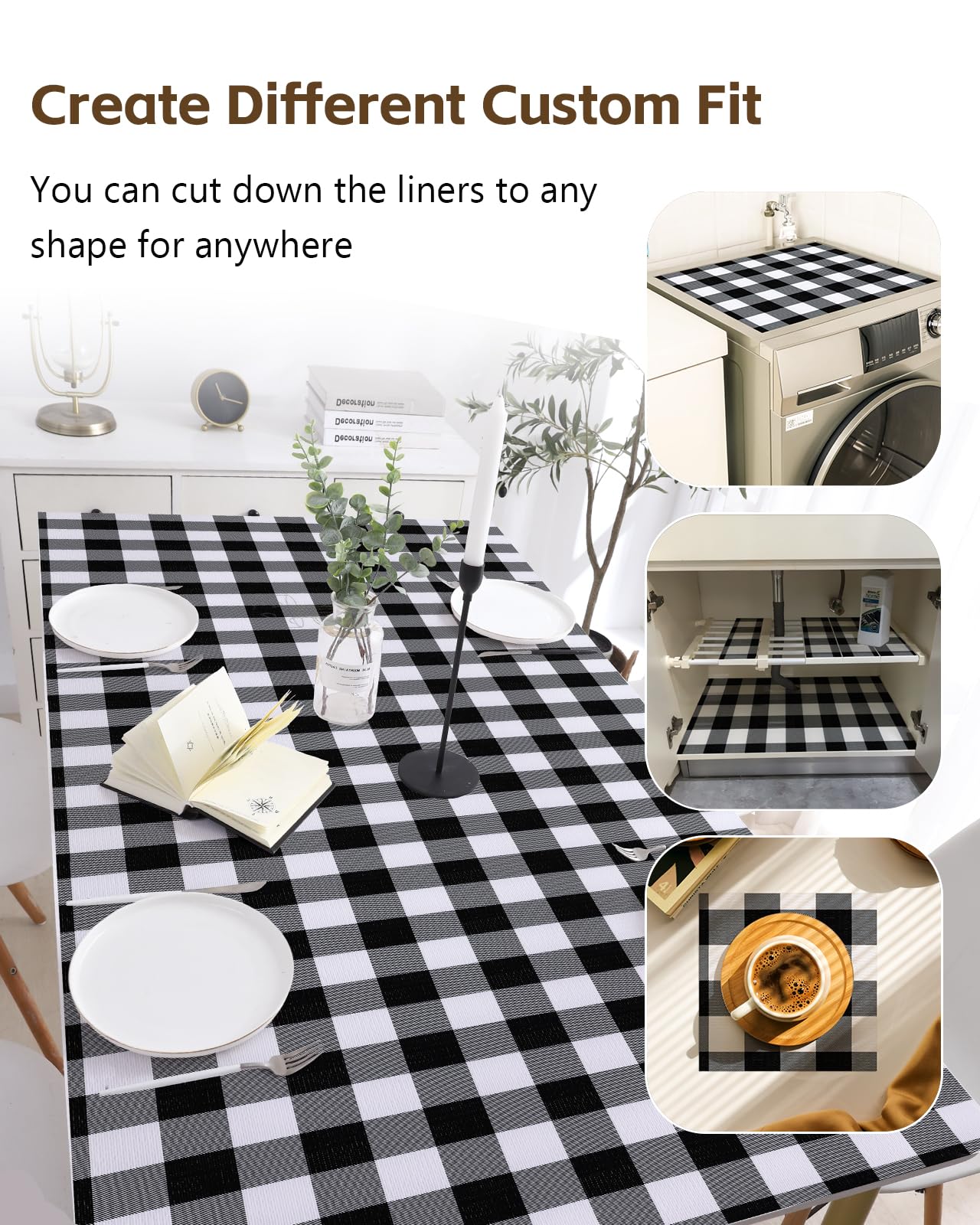 Shelf Liner for Kitchen Cabinets Non-Adhesive Drawer Liner Non-Slip Cabinet Liners Washable Thickened Mats for Cupboard, Tool Box, Shelves, Dorm Drawers, Pantry, 11.8In x 10FT, Black