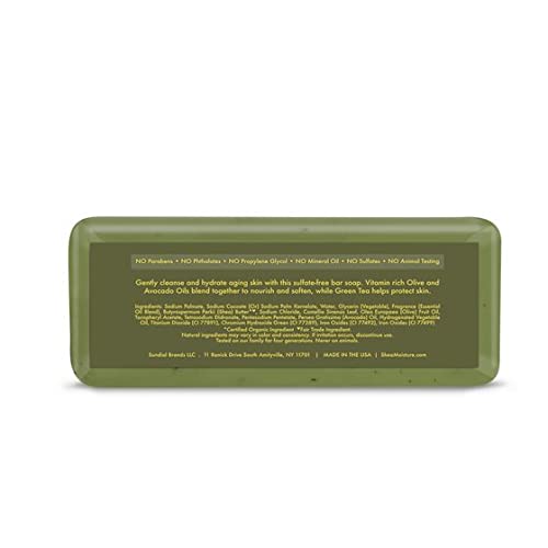 SheaMoisture Shea Butter Bar Soap, Olive & Green Tea, Essential Oils, Skin Care Routine, Olive Oil Soap Bar for Face & Body, Avocado Oil, Rich in Vitamin E, Sensitive Dry Skin (4 Pack - 8 Oz Ea)