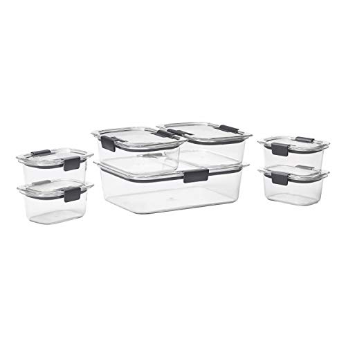 Rubbermaid Brilliance Leak-Proof Food Storage Containers with Airtight Lids, Set of 7 (14 Pieces Total) | BPA-Free & Stain Resistant