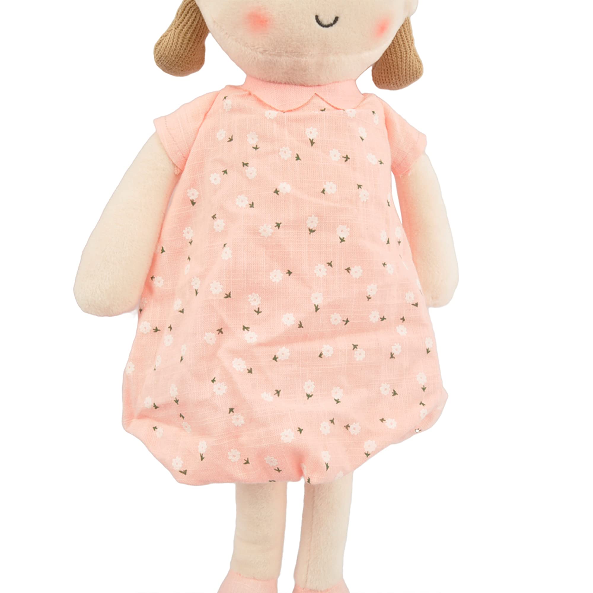 Linzy Toys, Soft Plush Light Pink Blue Emily Rag Doll for Girl, 15" My First Rag Doll, Muñecas de Trapo para Niña, Embroidered Face, Safe for All Ages (89835)