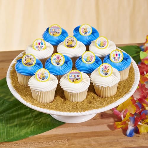 DecoPac Despicable Me™ Celebrations Cupcake Rings, 24 Minions Cupcake Decorations, 6 Minion Designs On Yellow Rings - 24 Pack