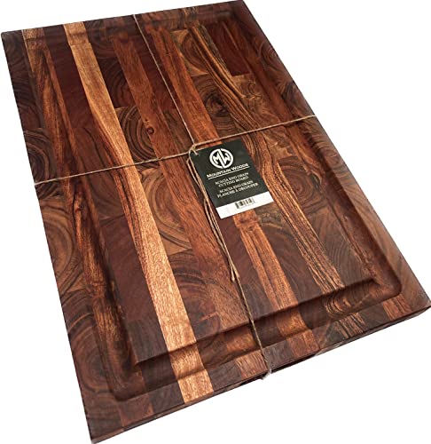 Mountain Woods EGA19 Acacia Hardwood End Grain Cutting Board with Juice Groove, 19”X13”x1.5”