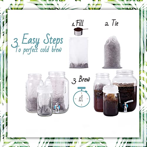 No Mess Cold Brew Bags, 60PCS Cold Brew Coffee Filters 6โx 10โ Disposable French Press Filter Bags Fine Mesh Brewing Bags with Drawstring for Iced Coffee Maker Hot Tea in Mason Jar or Pitcher