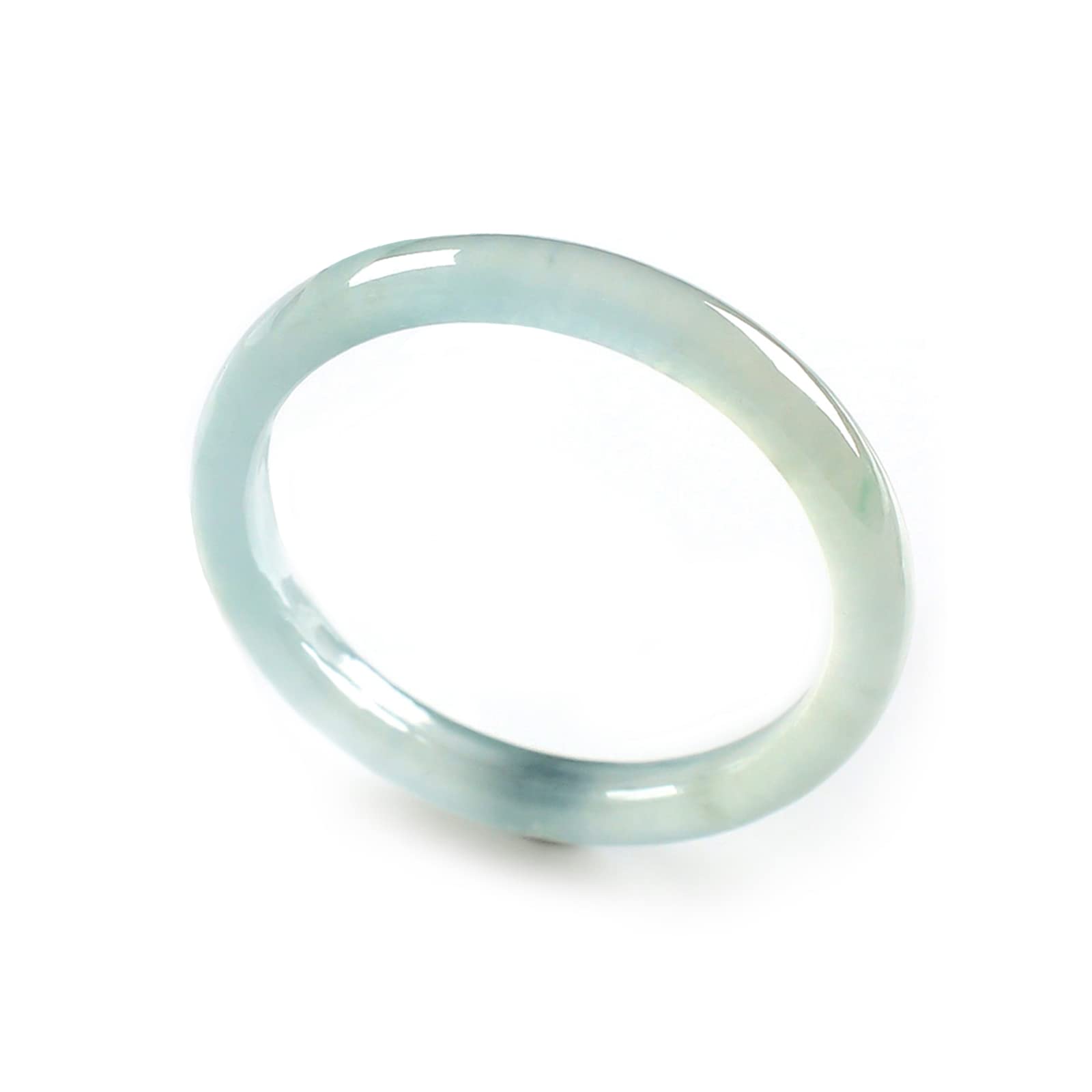 BJIMIDTI Natural Jade Rings for Women (Size 7)- Light Green Jade Rings 100% Real Stone Skinny Jade Band Ring Simple Gemstone Ring Jewelry Gift