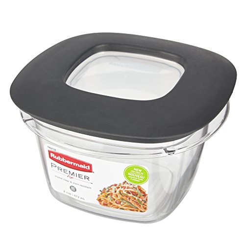 Rubbermaid Premier Easy Find Lids Food Storage Containers, 2 Cup, Gray