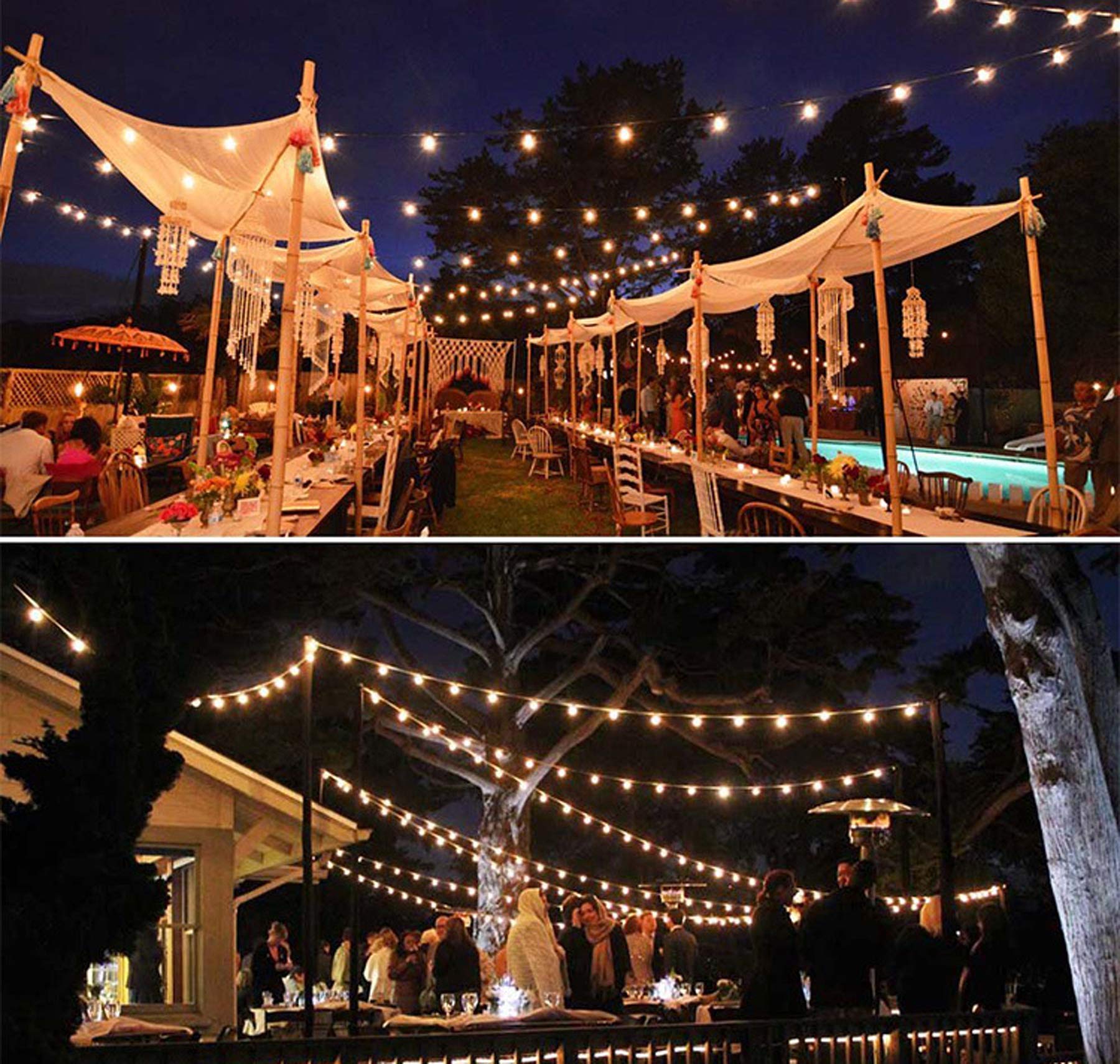 SNOMYRS Solar String Lights Outdoor 50Led 22.9Ft Patio Lights, Waterproof Solar Crystal Decor Ball Light with 8 Lighting Modes for Garden Patio Home Porch Wedding Party Decor (Warm White