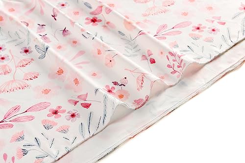 Terriboo Newborn Receiving Blanket and Headband Set Flower Print Baby Swaddle Wrap Floral (Pink 2)