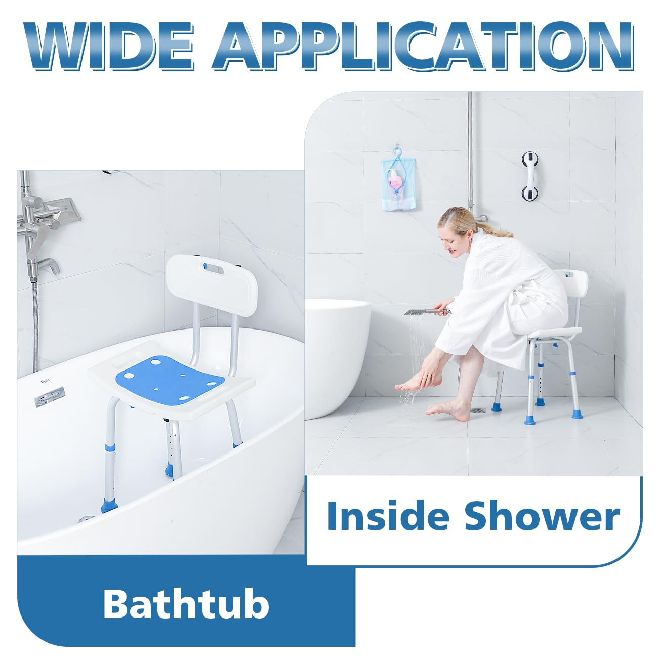 FSA/HSA Eligible Shower Chair with Back, Shower Seat for Inside Shower, Tool-Free Shower Stool for Inside Shower, Waterproof Shower Chair for Inside Bathtub for Elderly/Handicap by DUALECO
