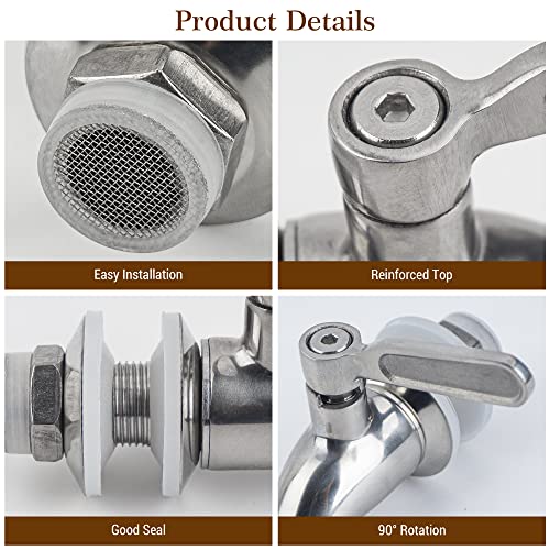 Omoojee Stainless Steel Spigot for Beverage Dispenser, 1 Water Dispenser Replacement Part, Outdoor Water Faucet for Sun Tea Jar, Party, Camping