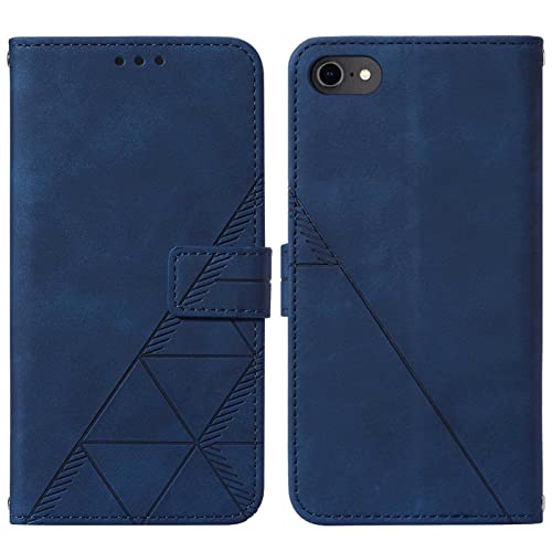 Moment Dextrad for iPhone SE 2022 Case Wallet,iPhone 8/7 Case,SE 2020 Case,6/6S Case,[Kickstand][Wrist Strap][Card Holder Slots] PU Leather Protective Folio Flip Cover (Blue)