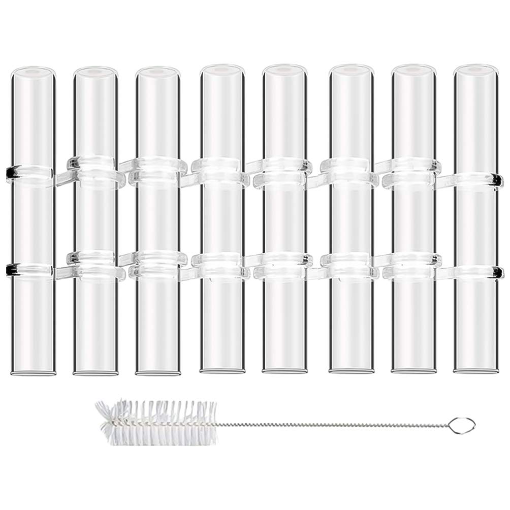 DOITOOL 8Pcs Test Tube Vase Decorative Glass Vase Hinged Bud Test Tubes Vases Planter Arranging Container Hydroponic Holder Decor with Hooks and Brushes 18cm