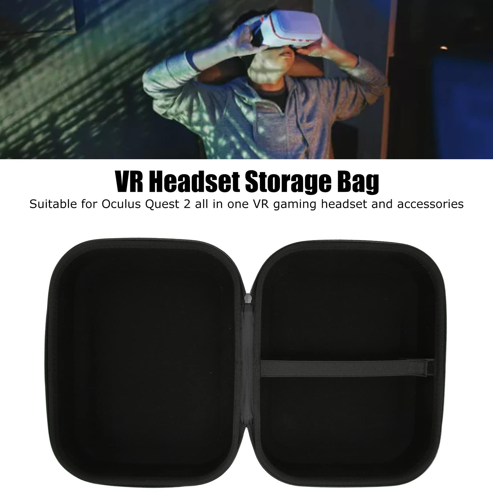 Bolsa rígida de faixa de cabeça VR, estojo de transporte de Fone de ouvido VR portátil para evitar arranhões Leve para Quest 2