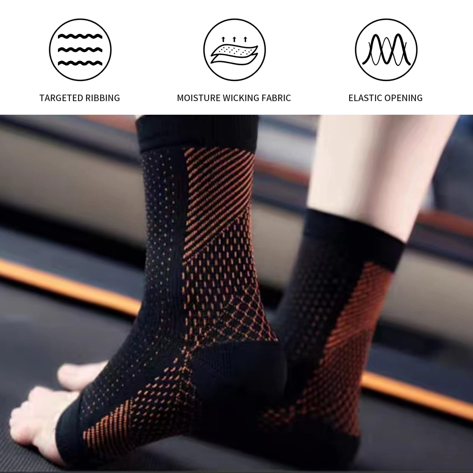 Candyhouse 3 PCS Neuropathy Socks Ankle Compression Sleeve for Women or Men Ankle Support For Ankle For Swelling, Plantar Fasciitis,Sprain,Neuropathy Brace For Women And Men