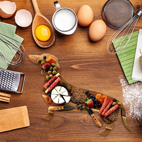 Didiseaon Wooden Serving Tray Cute Dachshund Dog Shaped Charcuterie Boards Cheese Cake Bread Snack Serving Plate Appetizer Platter for Meat Vegetables Fruit Cheese