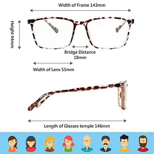 Blue Light Blocking Glasses for TV Phone Computer Gaming Screen Men and Women, TR90 Frame, Anti Eyestrain UV, 2 Pack