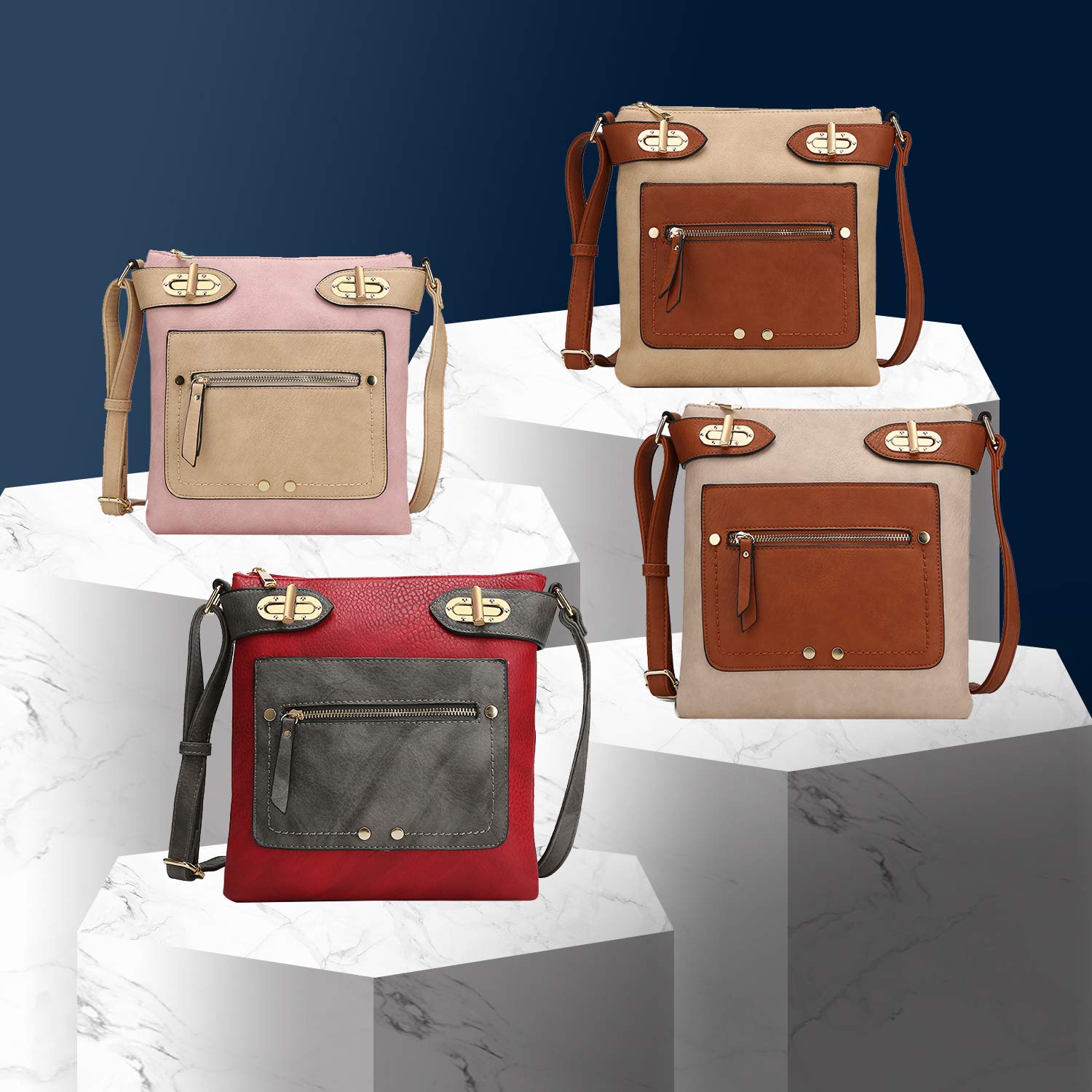 MKF Crossbody Bags for Women β PU Leather Lady Pocketbook Handbag β Side Messenger Purse, Shoulder Strap Tan-Brown