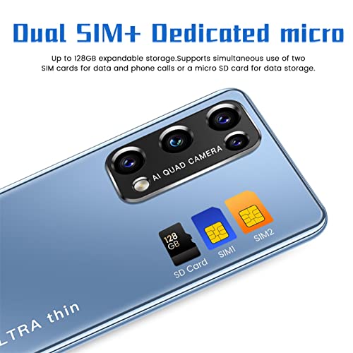 CAOY Unlocked Cell Phones, Android 10.0 5.8-inch Curved Screen Smartphone, 1GB + 8GB Support 2 SIM Card and 128G SD Card Best for Father Childrens Gift (Blue)