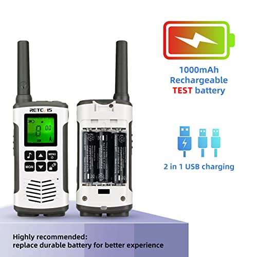 Retevis RT45 Walkie Talkies for Adults,Rechargeable 2 Way Radios Long Range, NOAA,Flashlight,VOX,SOS,Portable FRS Two-Way Radios with AA NIMH Battery USB Charger for Camping Hiking(2 Pack)