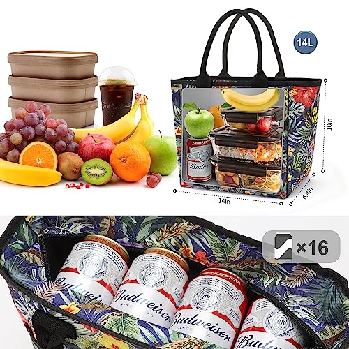 Gelozid Lunch Bag, 16-Can Large Lunch Bag for Women Men, Insulated Lunch Box with Pockets for Work Office Beach Picnic, Leakproof Reusable Portable Lunchbox, Leopard Print