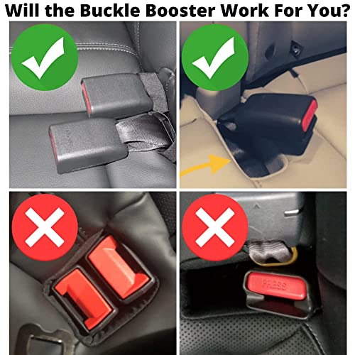 BPA-FREE Buckle Booster (Short Model, With Side Slit), Raises & Stabilizes Your Buckle - Fasten Your Car Seat Belt Easily - Innovative Design Snaps Around Receptacle - Fun Kid Safety Stickers (5-Pack)