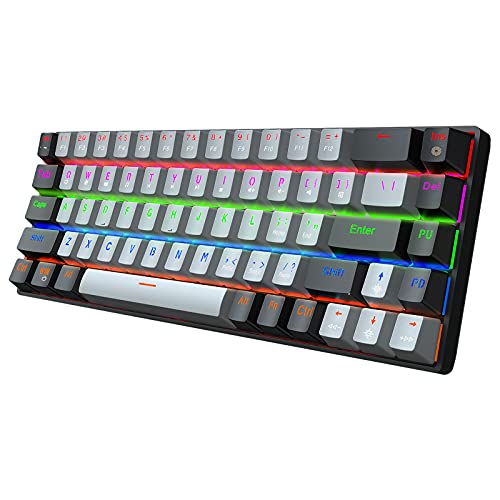Charella 68 Key Mechanical Keyboard Type-C Wired RGB Led Backlit Blue/Red Axis Gaming Mech Keyboard WV9