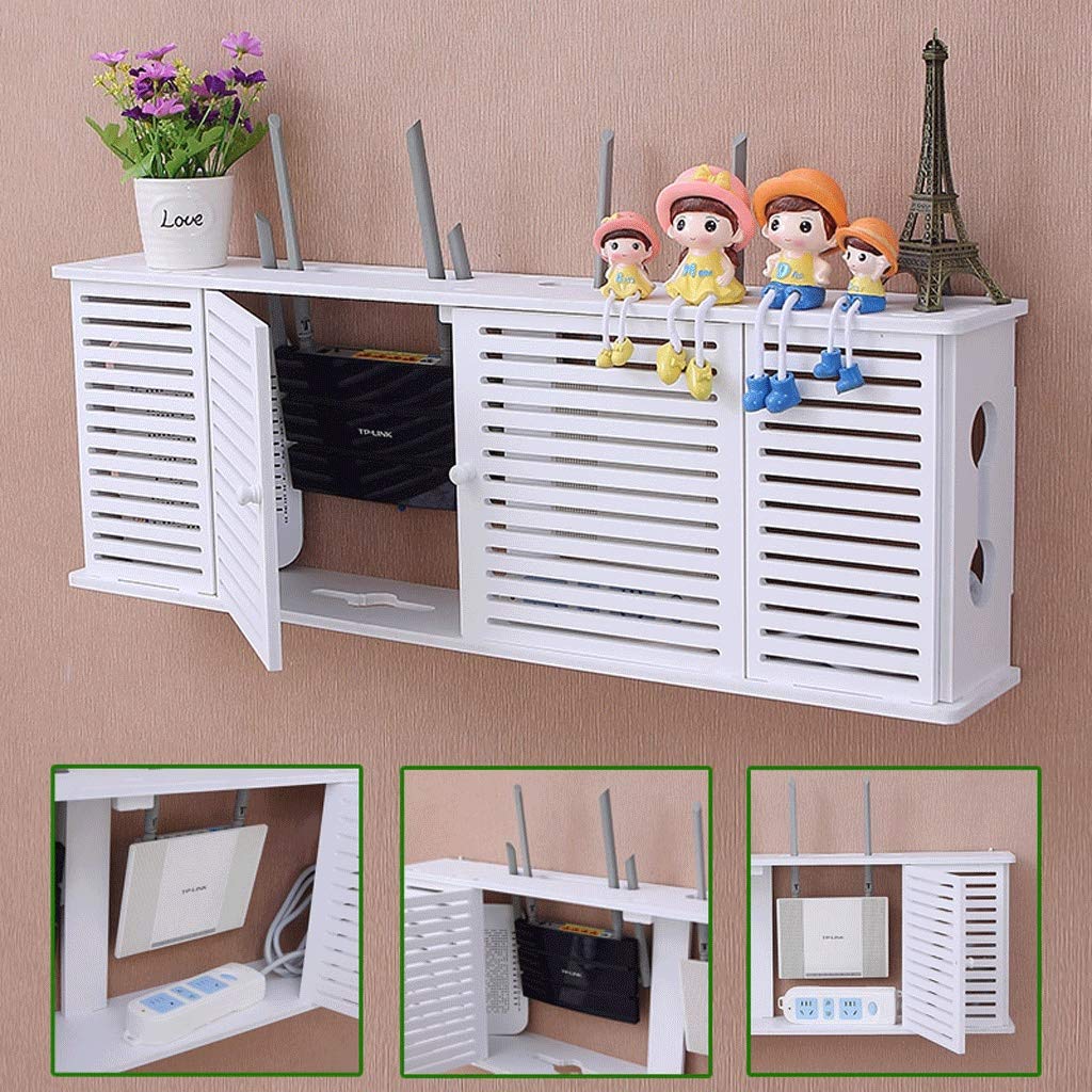 Good home Multifunctional Wall - Mounted Wireless Router Storage Box-Wall-Mounted WiFi Multimedia Set-top Box Shelf White Wall Decorative Shelf TV Cabinet DV Shielding Box