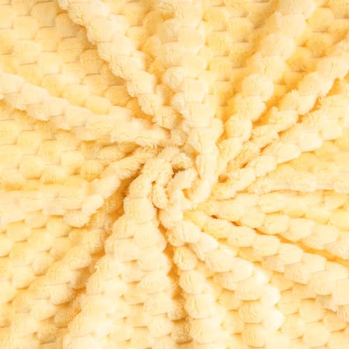 Bnuitland Light Yellow Flannel throw blanket (50X70 inches), 300 GSM Fleece Cozy Warm Soft home decor Lightweight Bed Sofa Blanket for Adults, Suitable for All Seasons.