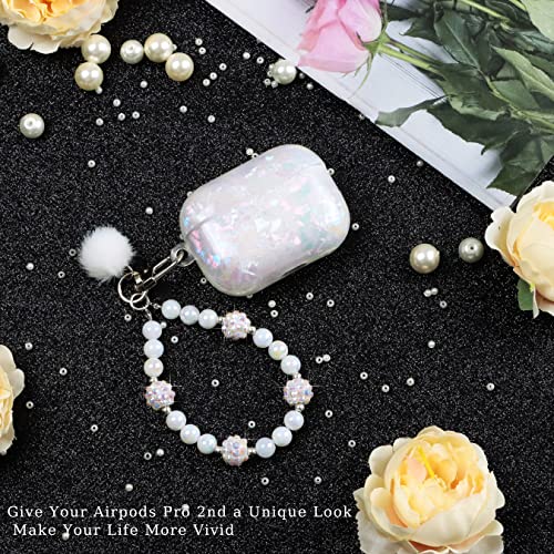 Cute Case for Airpod Pro 2 with Pearl Lanyard Girly Cover Compatible with AirPods Pro 2nd Generation (2022) Shell for Women