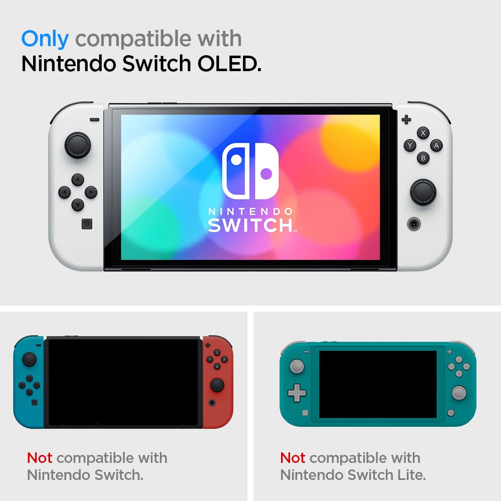 Spigen Thin Fit Designed for Nintendo Switch OLED Model 7 Inch and Joy-Con Controller Dockable Case with Kickstand Protective Case - Black