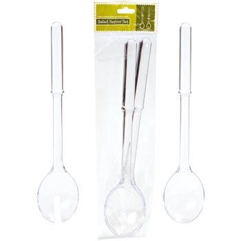 Clear Plastic Salad Server Spoons Set, 11 1/2"