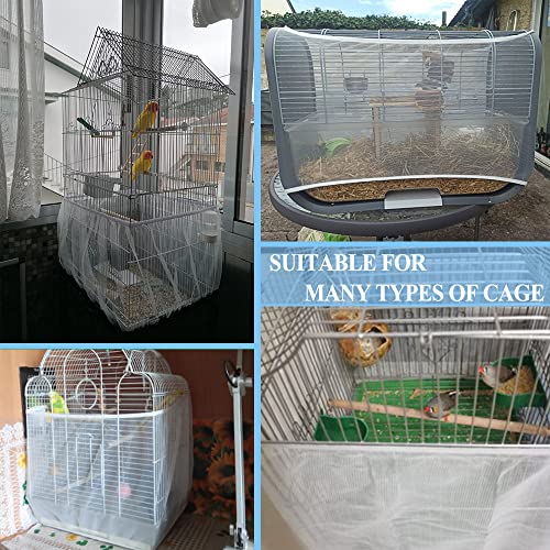 ASOCEA Extra Large Bird Cage Seed Catcher Guard Universal Birdcage Cover Nylon Mesh Net for Parrot Parakeet Macaw Lovebird African Grey - White (Not Include Birdcage) β¦