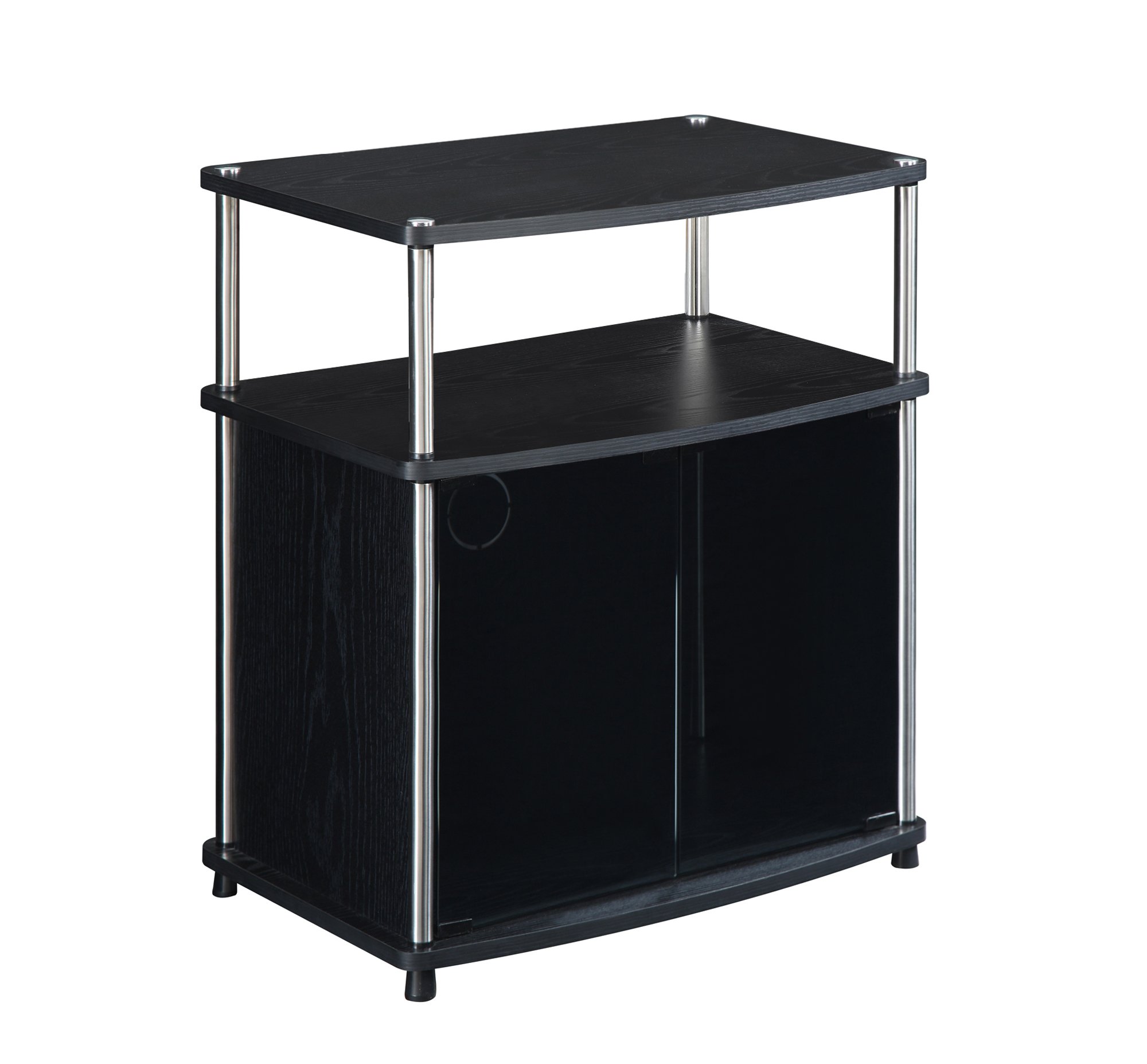 Convenience Concepts Designs2Go TV Stand with Black Glass Cabinet, Black, 23.75"L x 15.75"W x 26.75"H