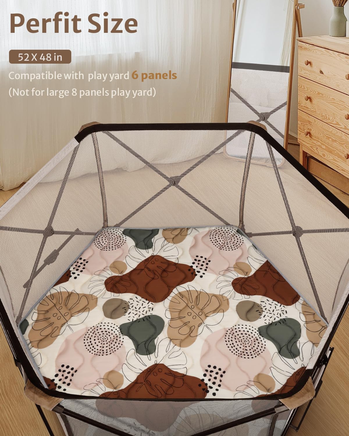 Baby Play Mats for Floor,49x49 Play Mat for Playpen,Thicken Soft Padding Foam Playmats for Babies and Toddlers Infants Kids, Foldable and Machine Washable Baby Crawling Mat,Boho Design