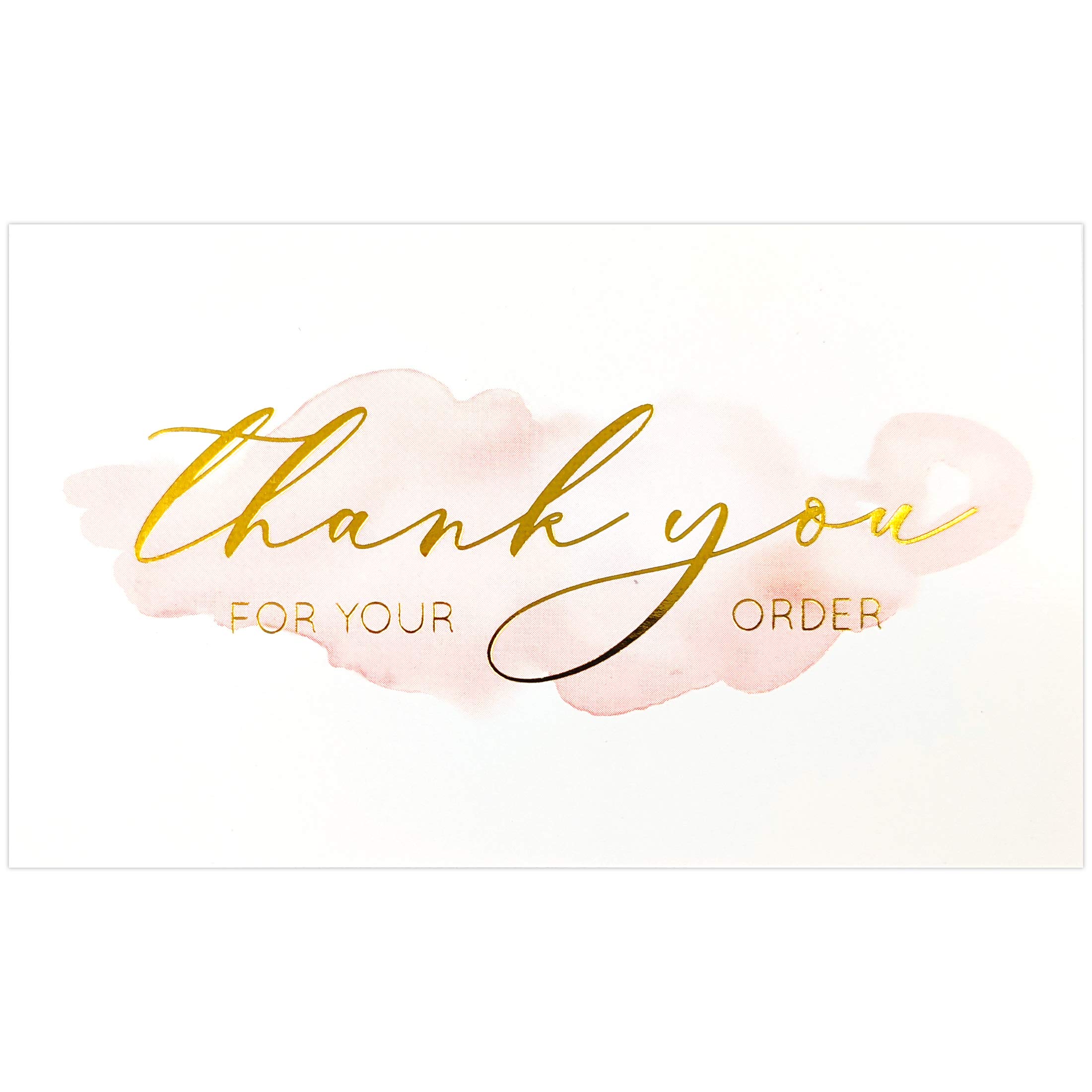 Gooji 100 Pack 2 x 3.5 (the size of a business card) Gold Foil Pink Watercolor Thank You for Your Order Cards for Small Business orders