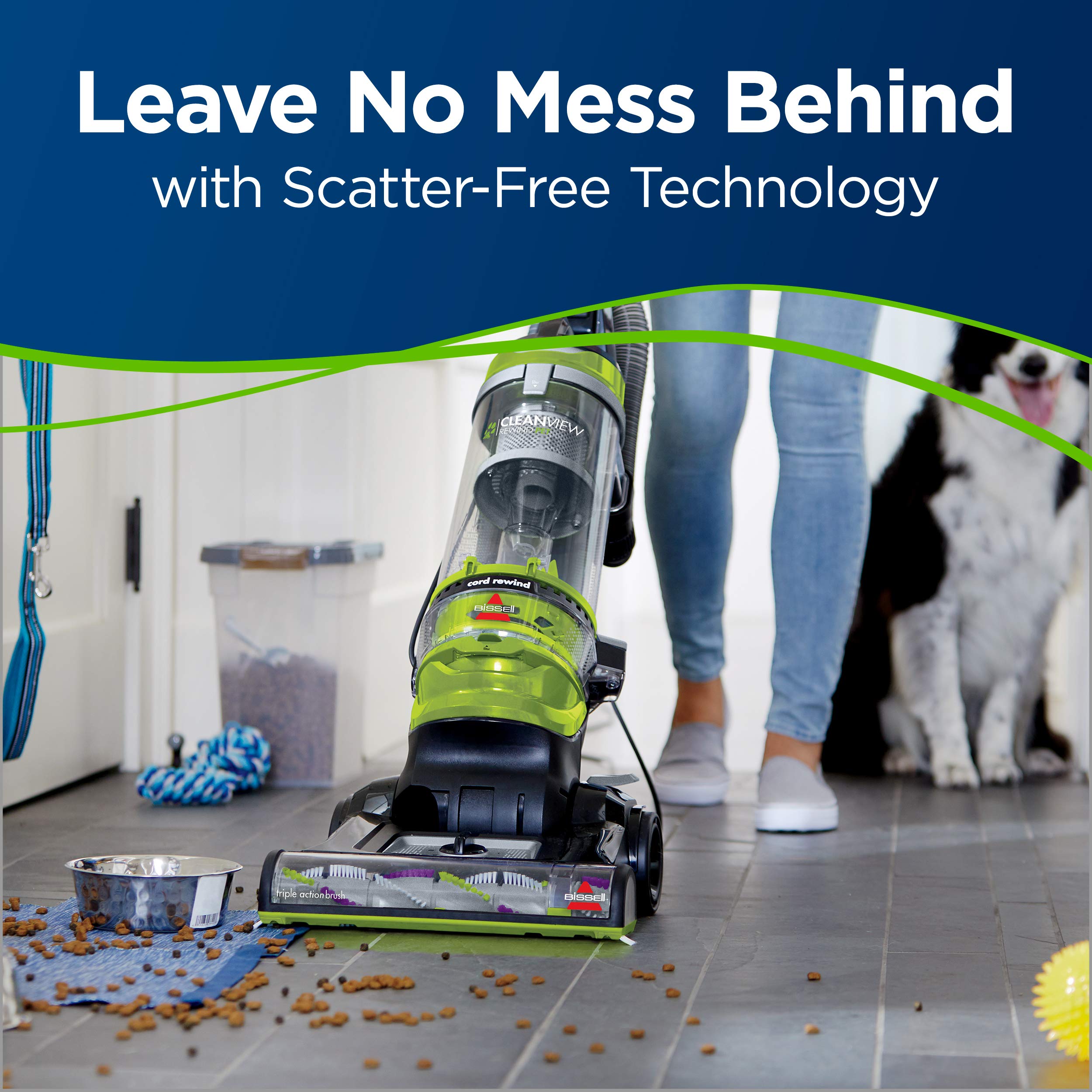 BISSELL Cleanview Rewind Pet Deluxe Upright Vacuum Cleaner, 24899, Green