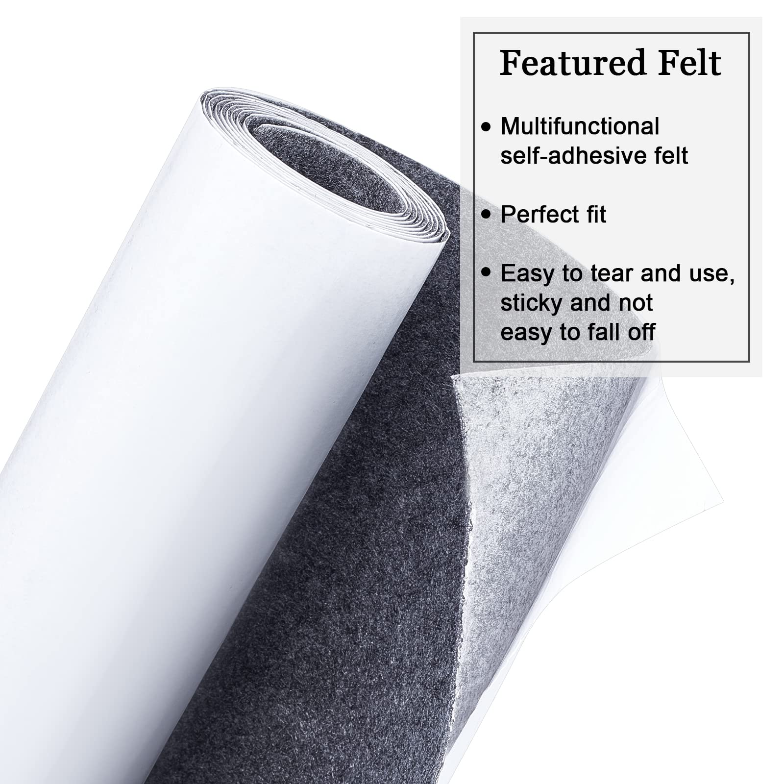 BENECREAT 15.5 x 78.5 Dark Gray Adhesive Felt Sheets Fabric Sticky Sheets Fabric Peel Stick for DIY Costume Making and Jewelry Box