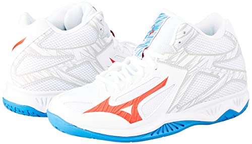 Mizuno Men's Running Volleyball Shoe, Wht Fieryred Frenchblue, 16