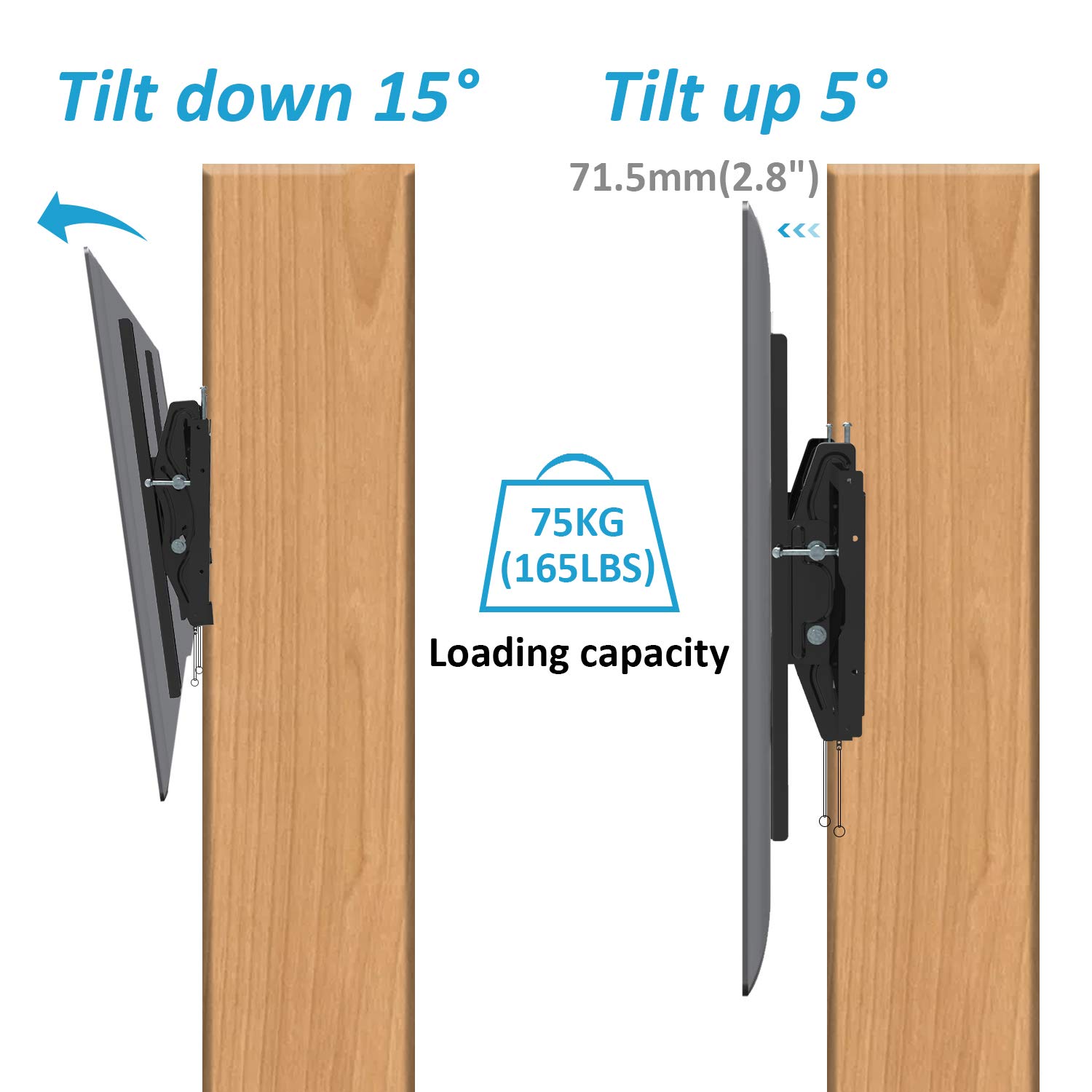Blue Stone Tilt TV Wall Mount Bracket for Most 32-83 Inches LED, LCD, OLED, Plasma Flat Screen, Curved TVs, Max VESA 600x400mm and 165lbs Loading, Low Profile, Fits 16",18",24" Studs