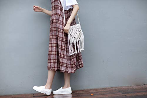Donalworld Women Tassel Shoulder Bag Bohemian Beach Crochet Messenger Bags White