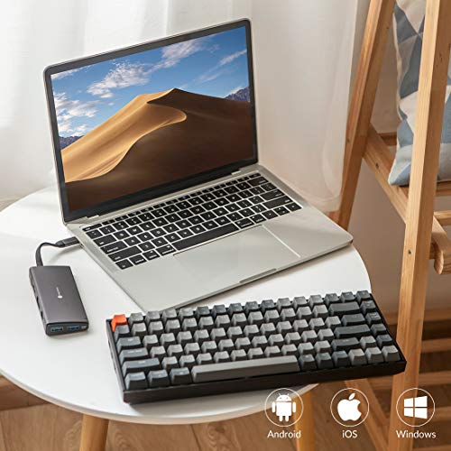 Keychron K2 75% Layout RGB Bluetooth Wireless Mechanical Keyboard with Gateron G Pro Red Switch/Anti Ghosting/N-Key Rollover, Compact 84 Keys USB Wired Gaming Keyboard for Mac Windows-Version 2