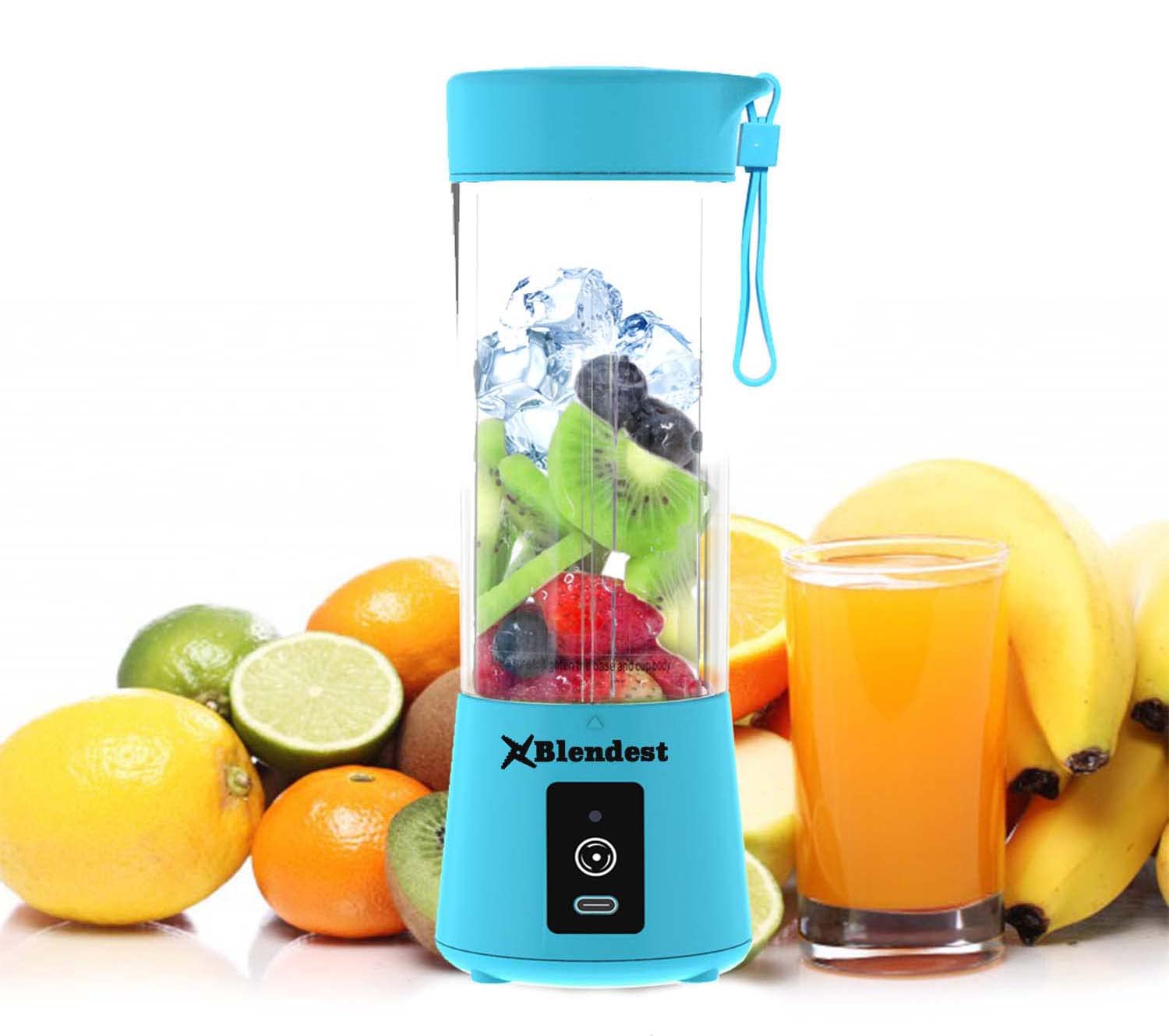 Blendest Portable Blender, USB Travel Juice Cup Personal Travel Blender Baby Food Mixing Machine with Updated 6 Blades with Powerful Motor Speed 18,000 rpm Rechargeable Battery,13.5 OZ (400ml) (Blue)