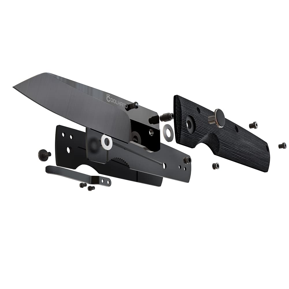 Cool Hand 3.87'' G10 Handle Folding Knife, Sheep Foot Shape Polished Black Ceramic Blade, Liner Lock Mechanism, w/Pocket Clip, EDC Pocket Knives