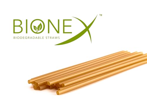 Bionex - Premium Biodegradable Sugarcane Straws, USDA BioPreferred, (8" Length straw), (100 straws/box) Alternative to Plastic