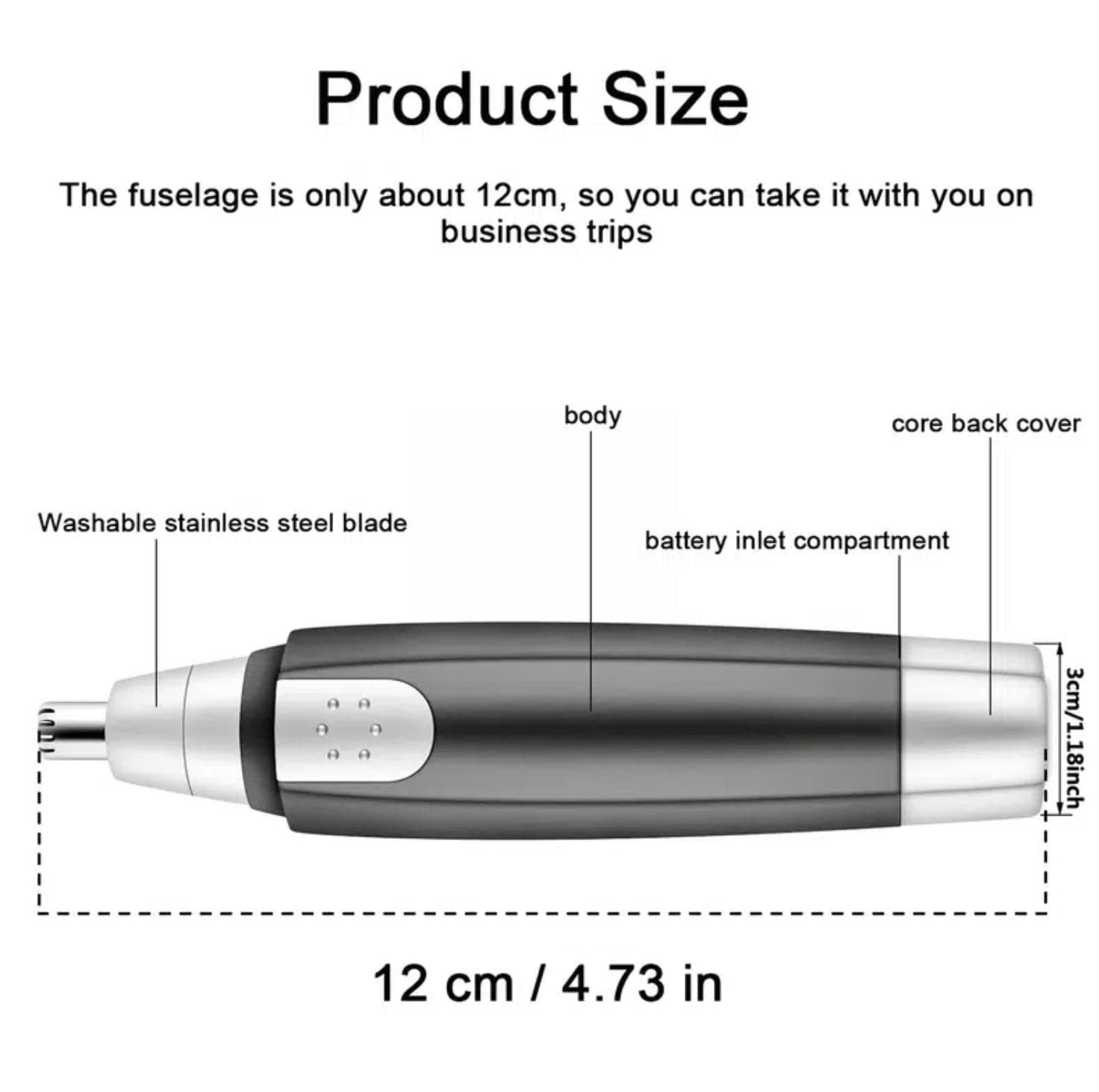 BJI Professional Waterproof Nose Ear Hair Trimmer for Men and Women - Cordless, Powerful, Portable, Easy to Use