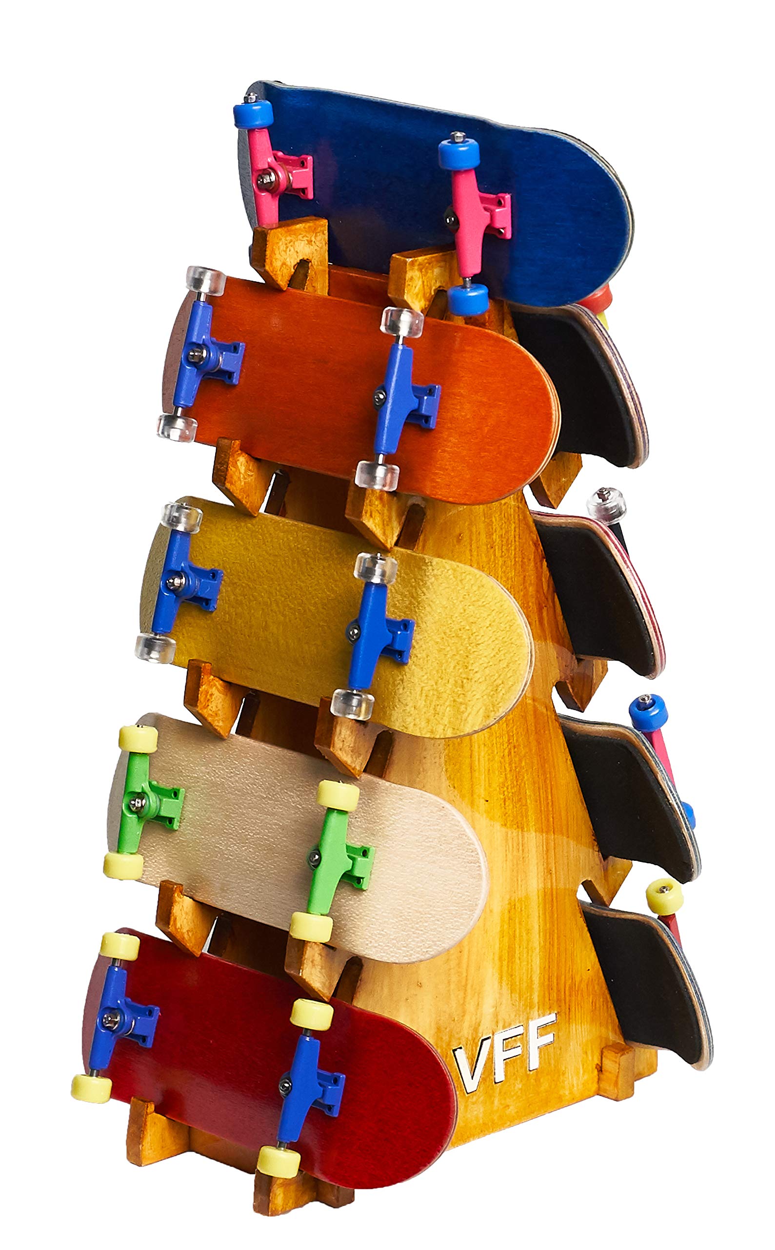 FLVFF Fingerboard Display Rack Storage Organizer Exhibit Finger Skate Rail ramps and Parks (RA2) (Brushed Light Brown)