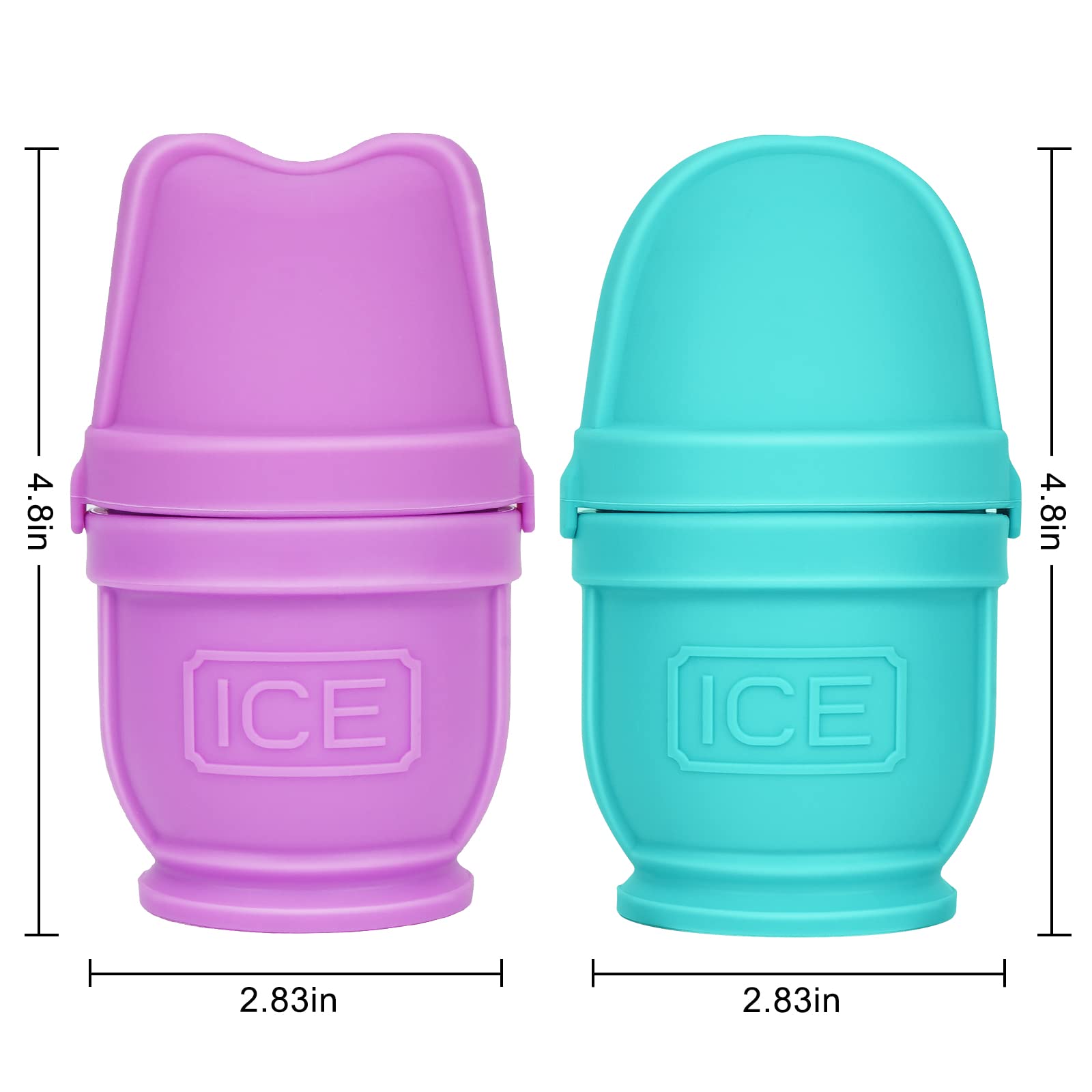 BFAHE 2 PCS Ice Rollers for Face, Reusable Facial Massage Tool for Puffiness Brighten and Tighten, Cold Therapy Ice Cup Molds for Skin Care and Pain Relieving