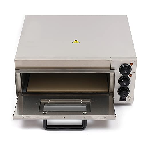 Commercial Pizza Oven Table, 2000W Baking Oven, Stainless Steel Electric Single-Layer Pizza Oven, Indoor Pizza Oven, Independent Temperature Control Time Adjustable Bread and Cookie Baking Cooking