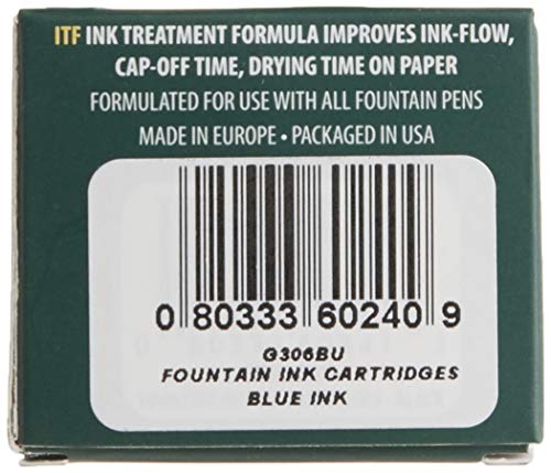 Monteverde Standard Fountain Pen Ink Cartridges, Blue (G306BU)