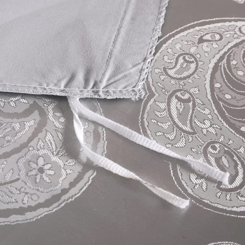 vctops Floral Jacquard Satin Duvet Cover Set King Size 3 Piece Luxury Silk Like Bedding Comforter Cover Set with Zipper Closure & Corner Ties (Silver Grey,King)