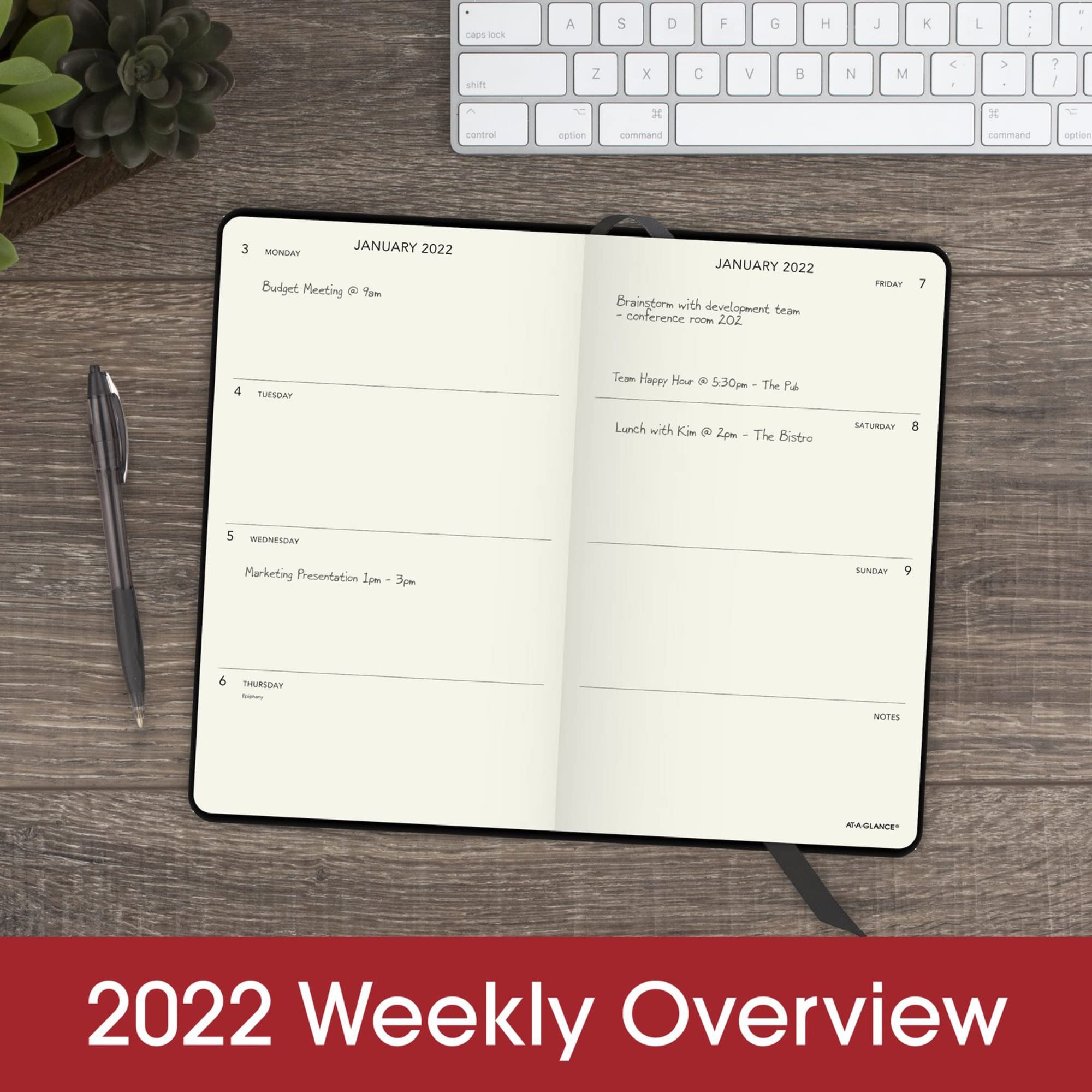AT-A-GLANCE 2022 Weekly & Monthly Planner by AT-A-GLANCE, 5" x 8-1/4", Plan. Write. Remember, Black (706D1005)